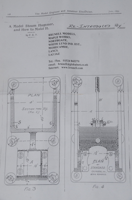 Brunell live steam hammer F.E.P. 1899 model engineer castings for sale