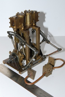 Vintage vertical twin live steam engine with reversing for sale
