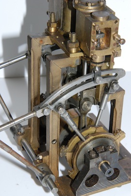 Vintage vertical twin live steam engine with reversing for sale